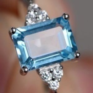 Jewelry | Sterling Silver Ring With Light Blue Stone | Poshmark